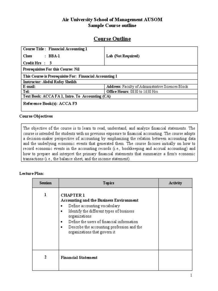 Financial Accounting 1 Outline | PDF | Financial Accounting | Fixed Asset