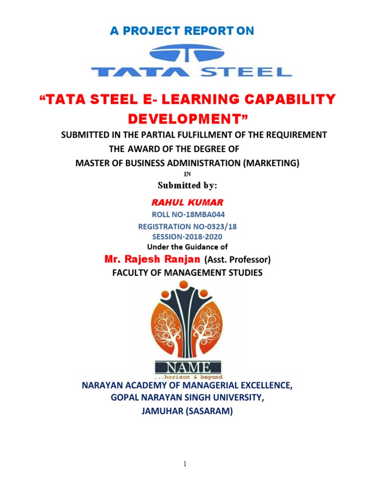 Tata Steel E-Learning Capability Development: A Project Report ON | PDF ...