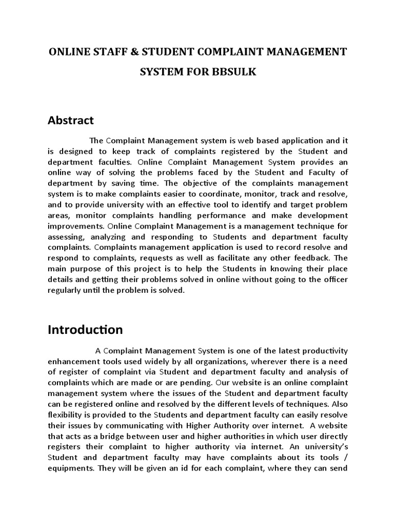 Online Complaint Management System | PDF | Complaint | System