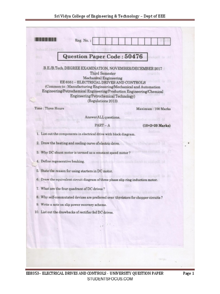 Sri Vidya College of Engineering & Technology - Dept of EEE | PDF