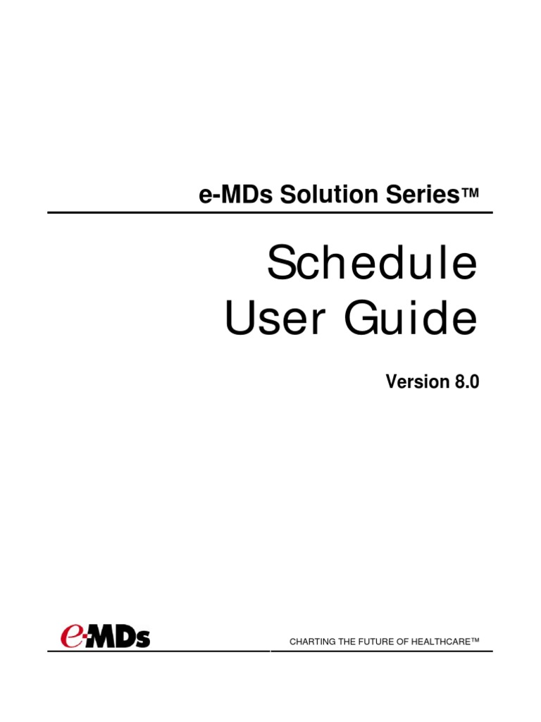 e-MDs Schedule User Guide 8.0 R00 - 20140520 PDF | PDF | Login ...