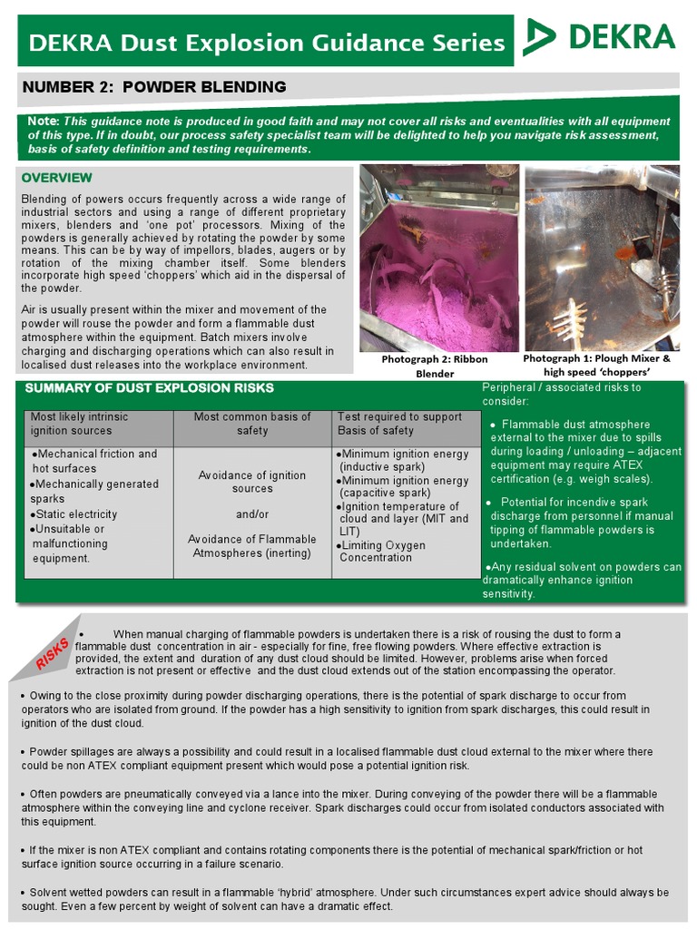Dekra Dust Explosion Guidance Series No2 Powder Blending | PDF ...