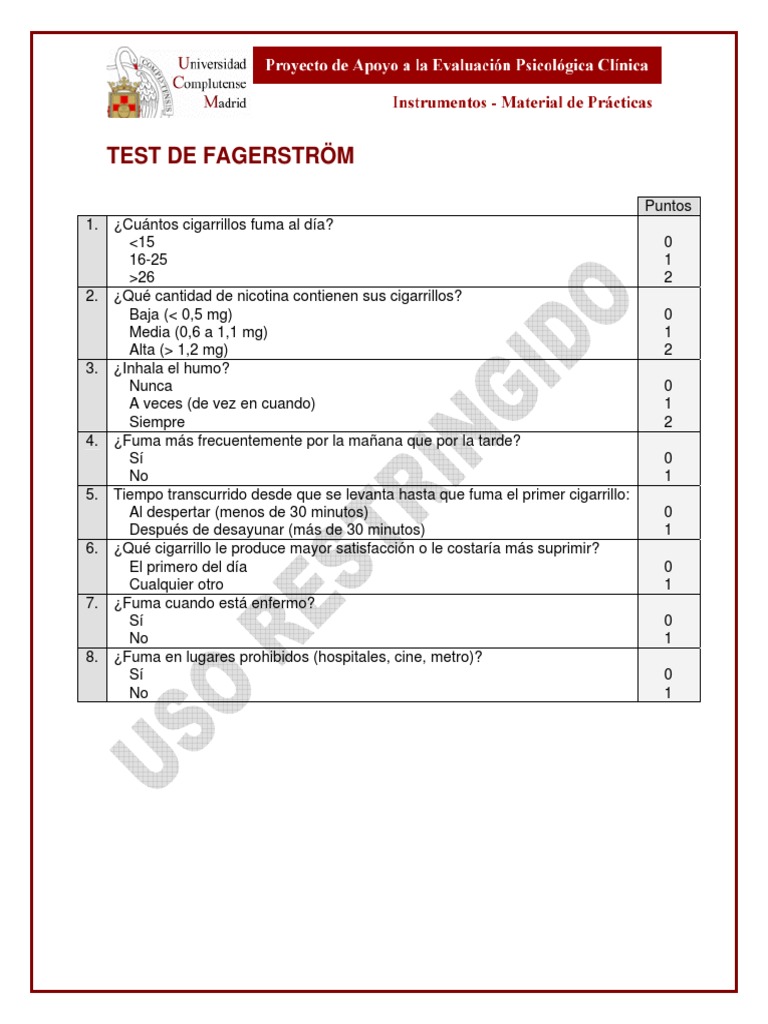 Tes de Fagerstrom | PDF