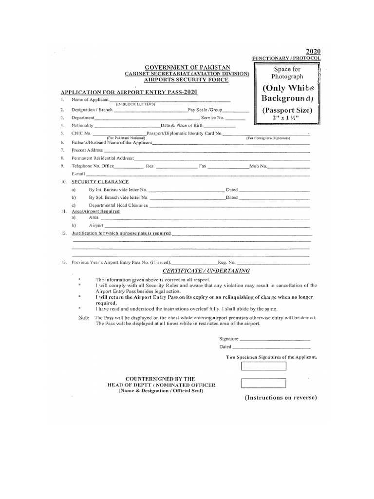 Airport Entry Pass 2020 | PDF