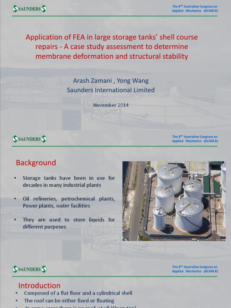 Application of FEA in Large Storage Tanks Shell Course Repairs | PDF ...