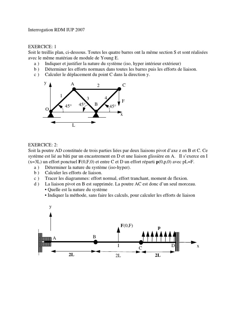 Exercice de RDM | PDF | Flexion (matériau) | Contrainte de cisaillement