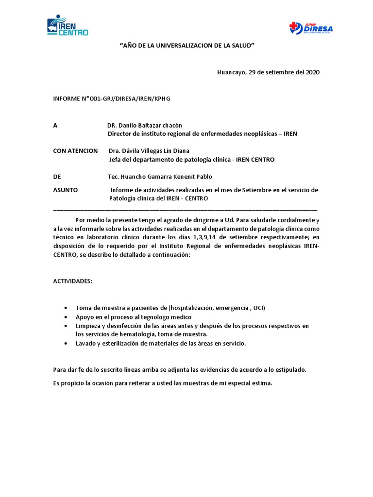 Informe Complementarias Pablo H PDF | PDF | Hospital | Enfermedades y trastornos