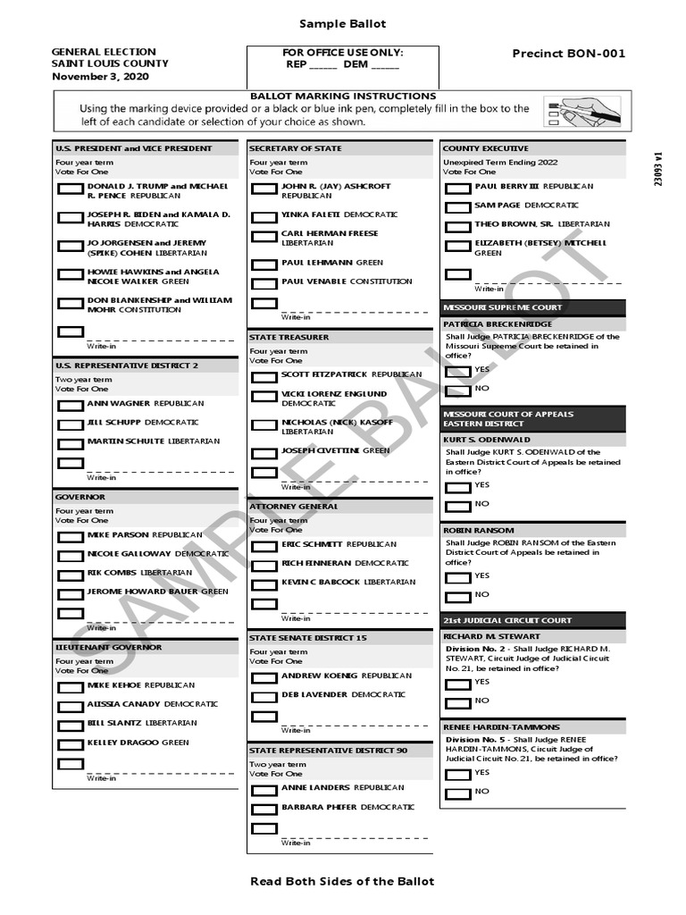 Sample Ballot St. Louis County BON-001 | PDF | Tennessee General ...