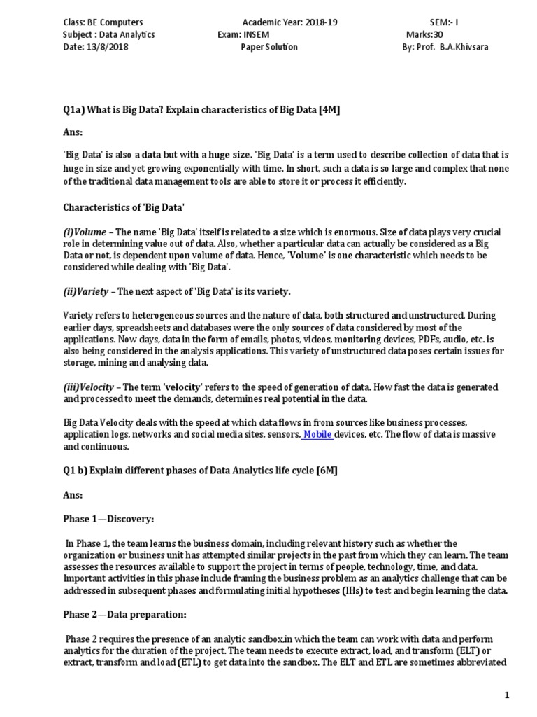 Paper Solution Insem 2018 19 30 Marks Da Bank | PDF | Cluster Analysis ...