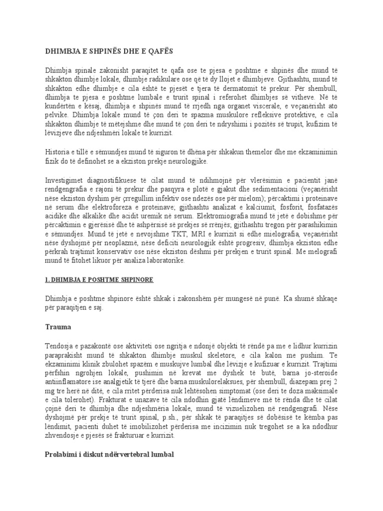 Dhimbja e Shpinës Dhe e Qafës | PDF