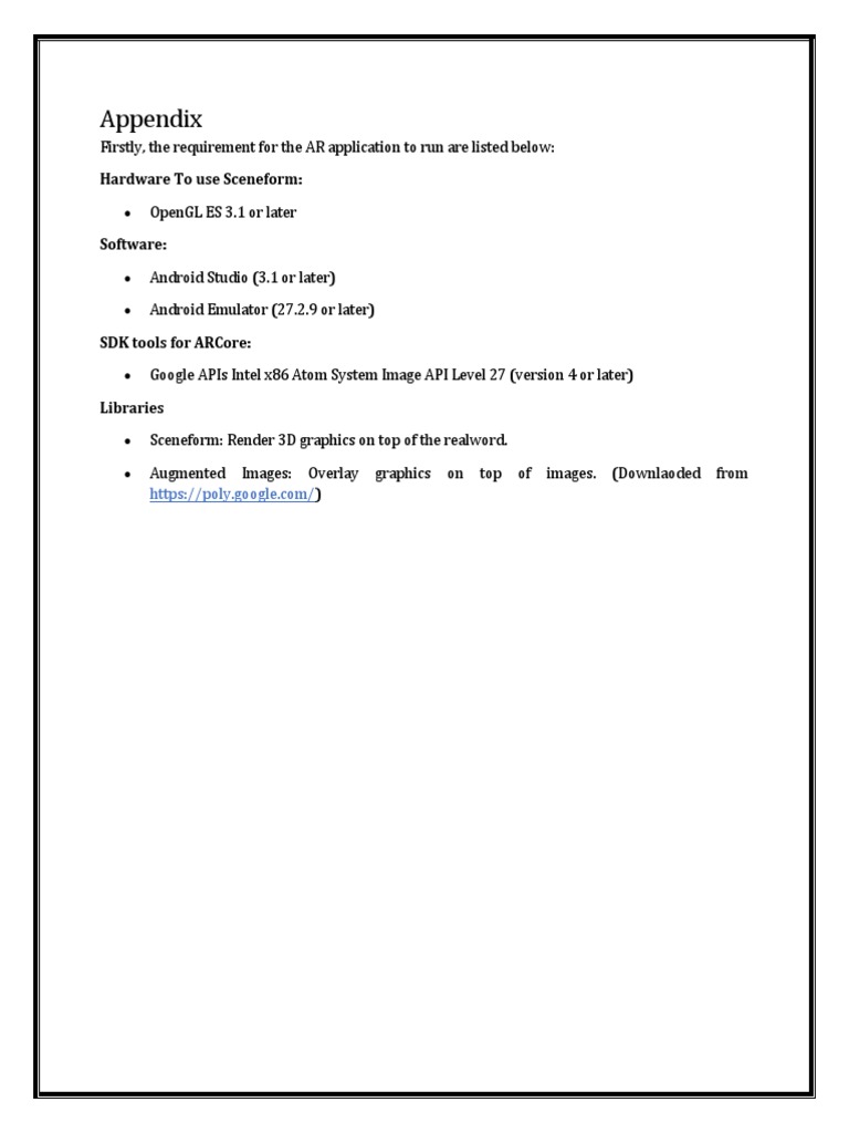 Appendix: Hardware To Use Sceneform | PDF | Android (Operating System) | Component Object Model