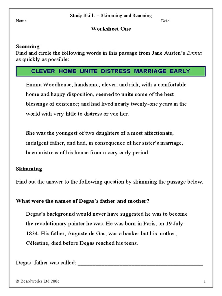 Clever Home Unite Distress Marriage Early: Worksheet One Scanning | PDF