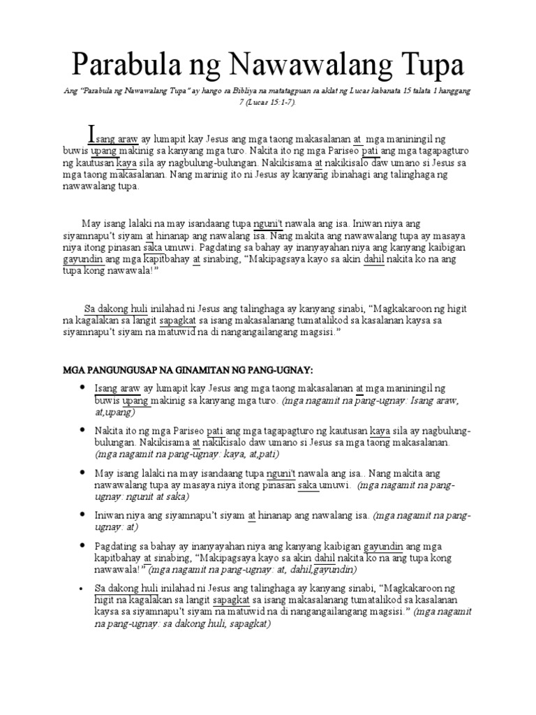 Parabula-ng-Nawawalang-Tupa v2 | PDF