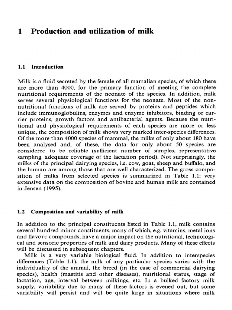 1 Production and Utilization of Milk | PDF | Milk | Cheese