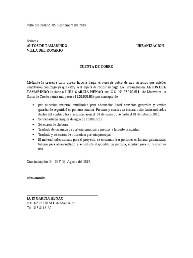 Carta de Cobro | PDF