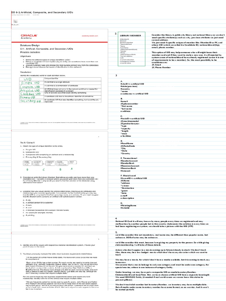 DD 6-1:artificial, Composite, and Secondary Uids: Library Member | PDF ...
