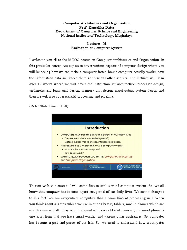 Lec1 PDF | PDF | Central Processing Unit | Computer Data Storage