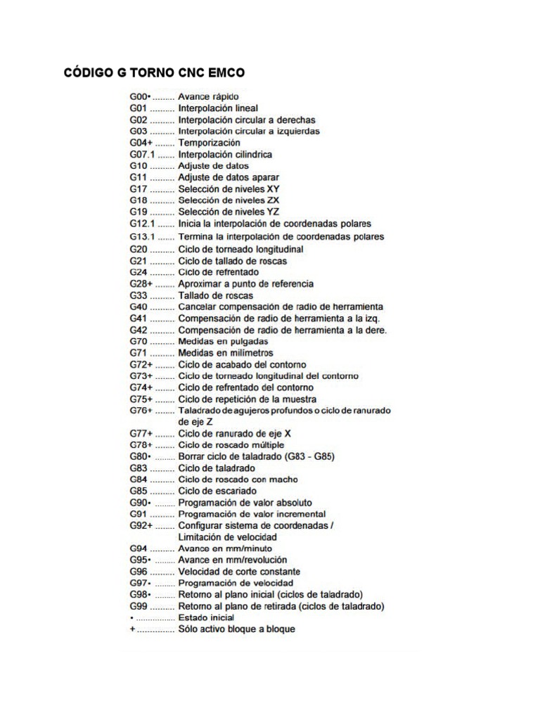 Código G y M de Torno y Fresadora Emco | PDF