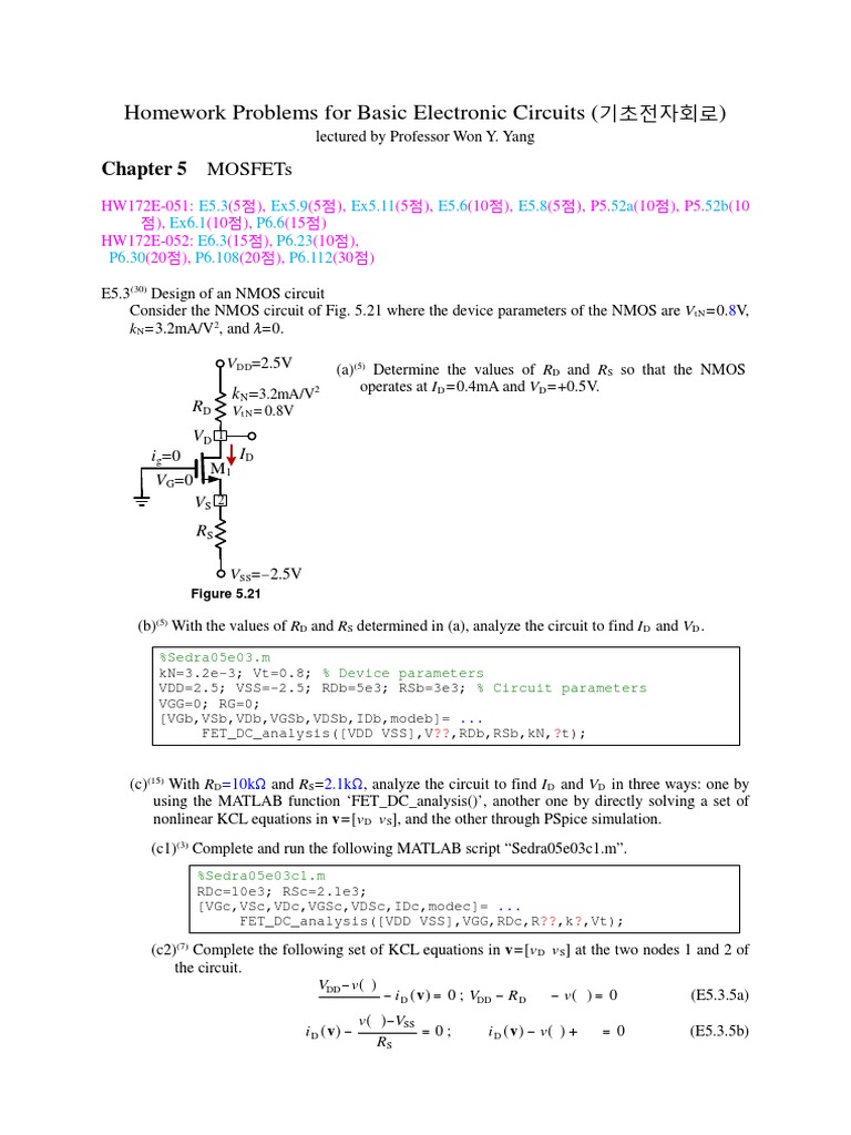 Homework Problems For Basic Electronic Circuits : Chapter 5 Mosfets ...