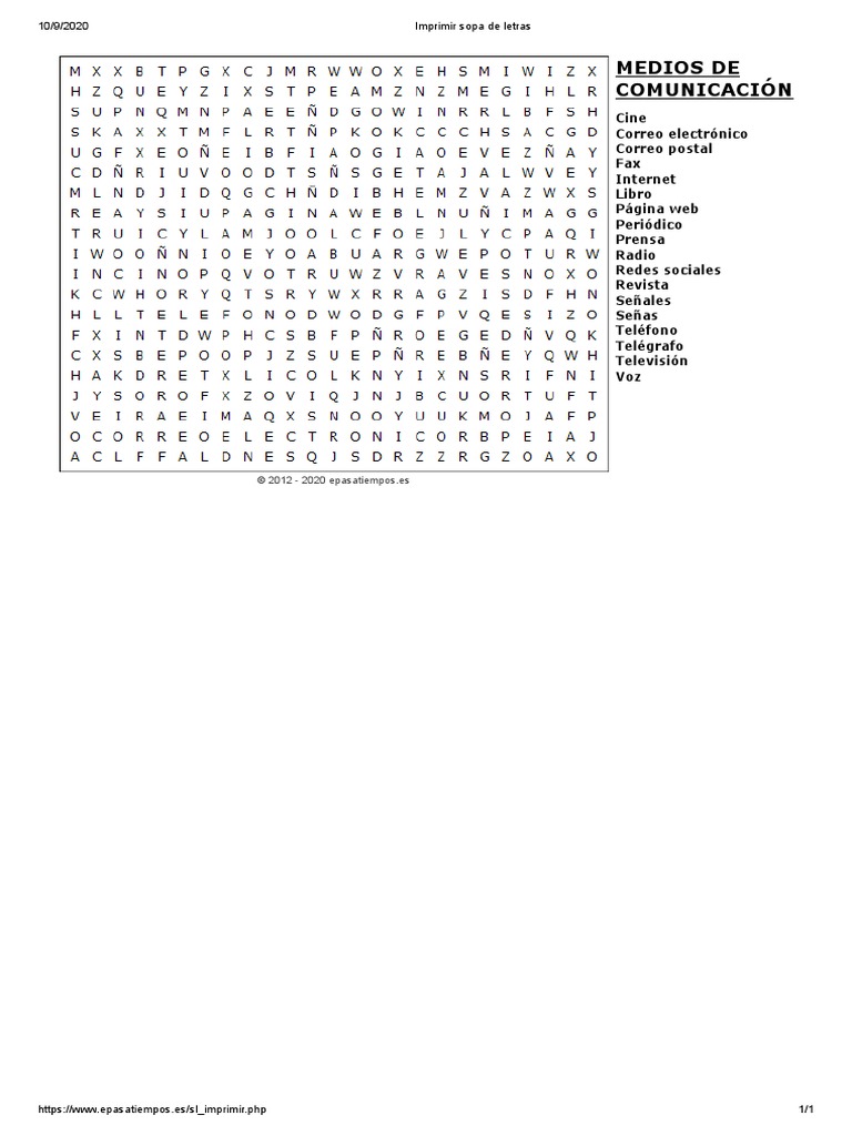 Imprimir Sopa de Letras | PDF