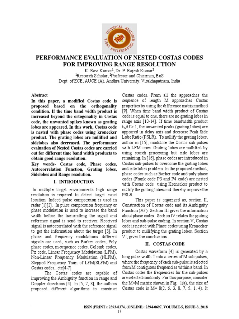 Performance Evaluation of Nested Costas Codes | PDF | Telecommunications Engineering | Electronics