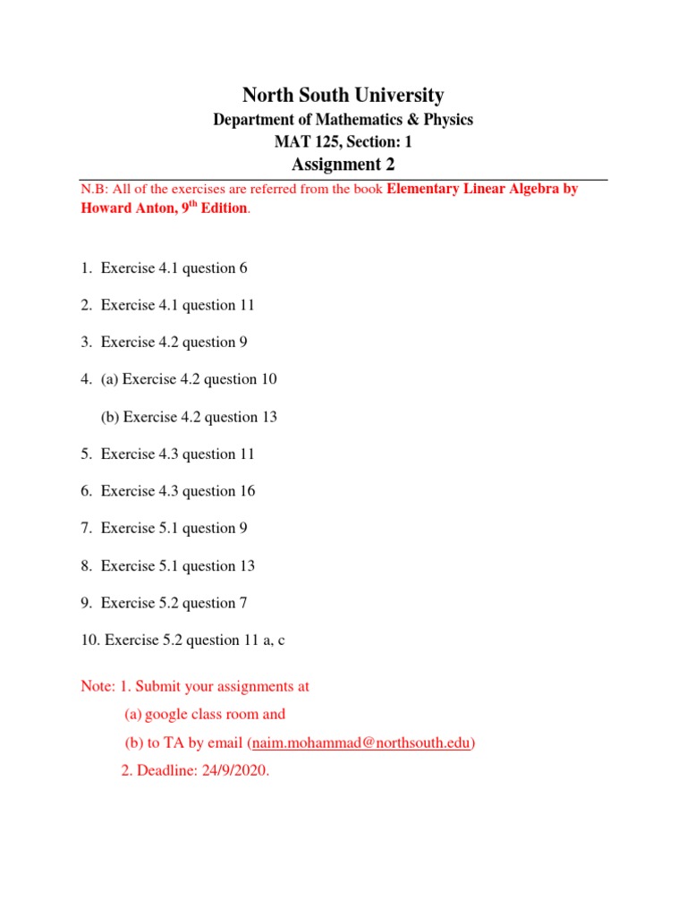 North South University: Assignment 2 | PDF