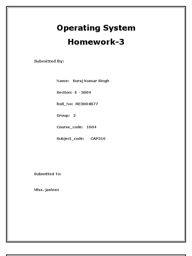 Operating System Homework-3: Submitted by | PDF | Operating System ...
