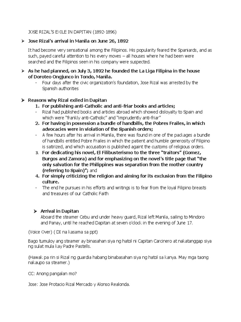 Arrival in Manila and Dapitan | PDF | Manila | Philippines