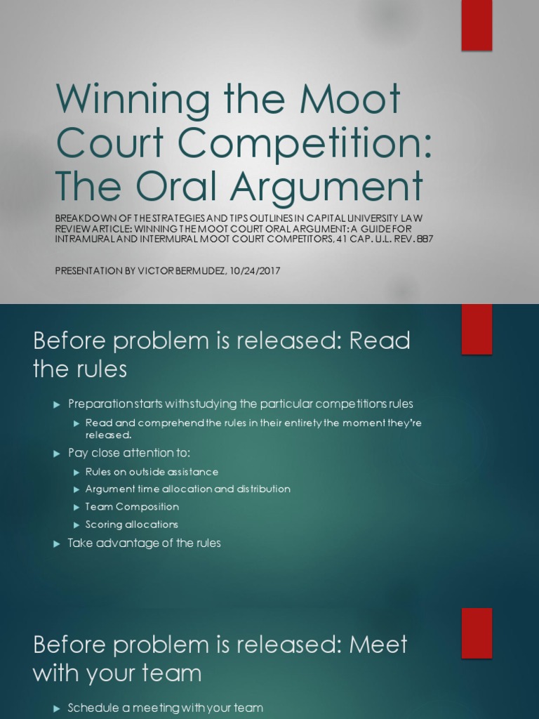 Winning The Moot Court Competition 1 | PDF | Standard Of Review ...