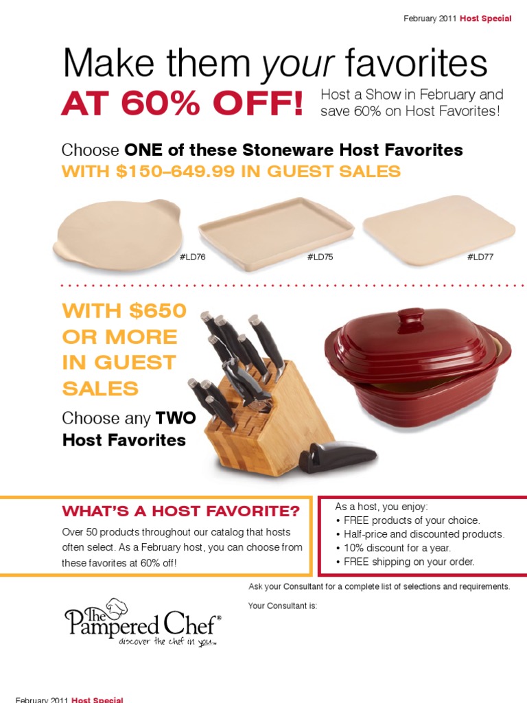 Pampered Chef Host Specials For February | PDF | Cookware And Bakeware ...