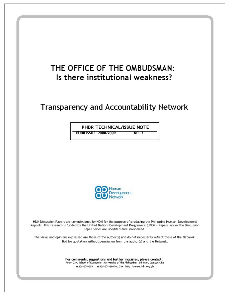 The Office of The Ombudsman: Is There Institutional Weakness? | PDF ...