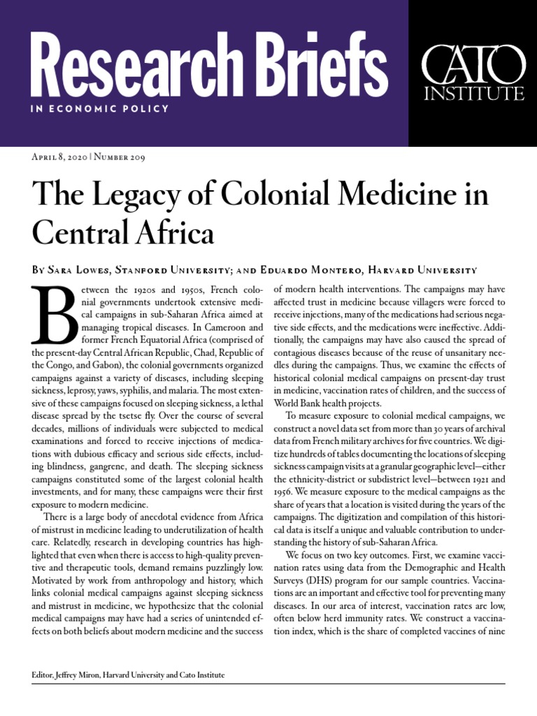 The Legacy of Colonial Medicine in Central Africa | PDF | Central ...