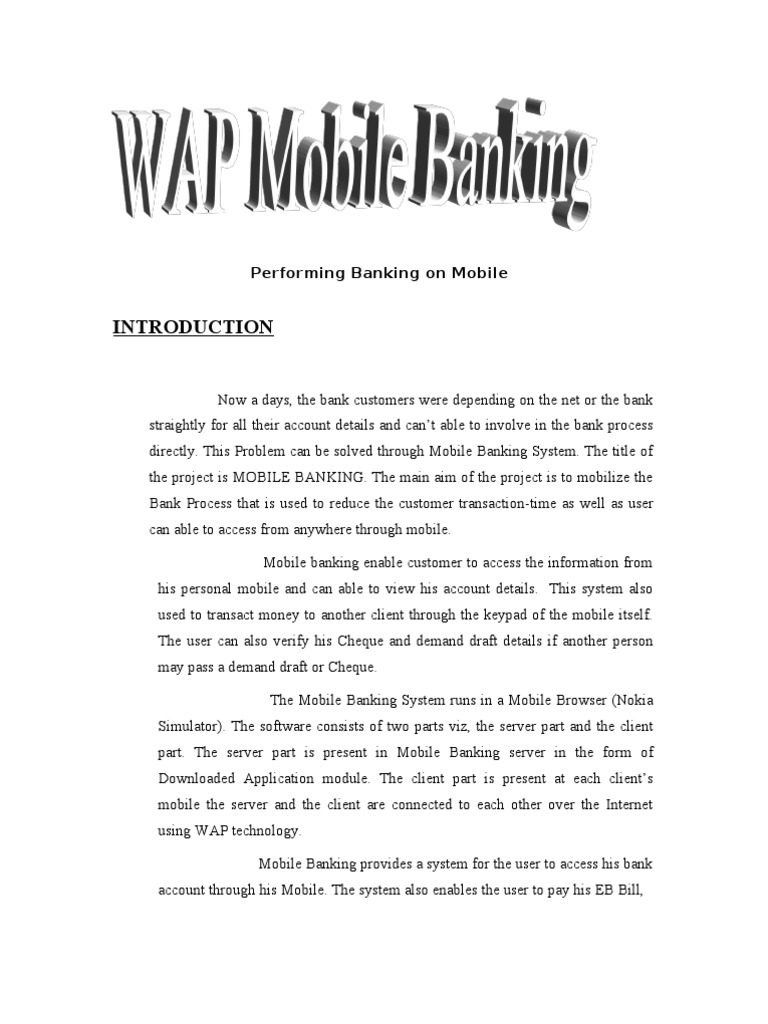 Mobile Banking Wap | PDF | Banks | Digital Technology