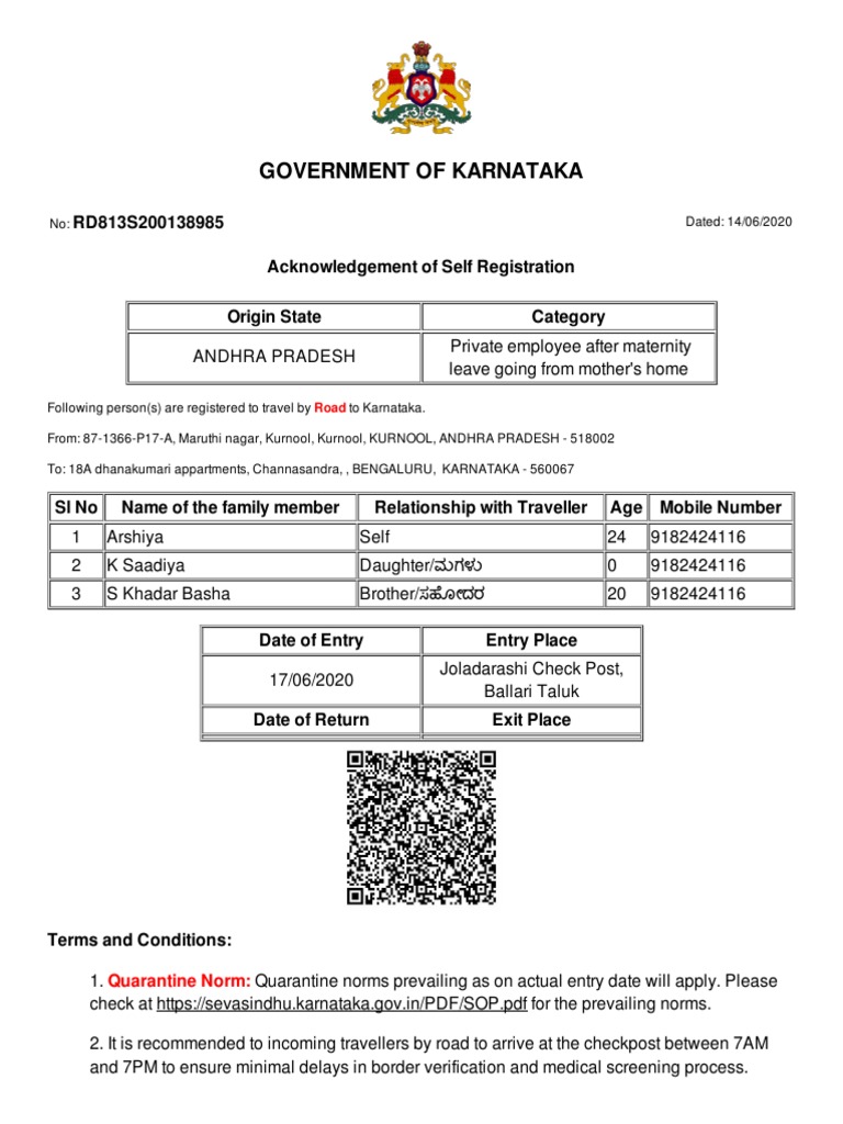 Government of Karnataka: RD813S200138985 Acknowledgement of Self ...