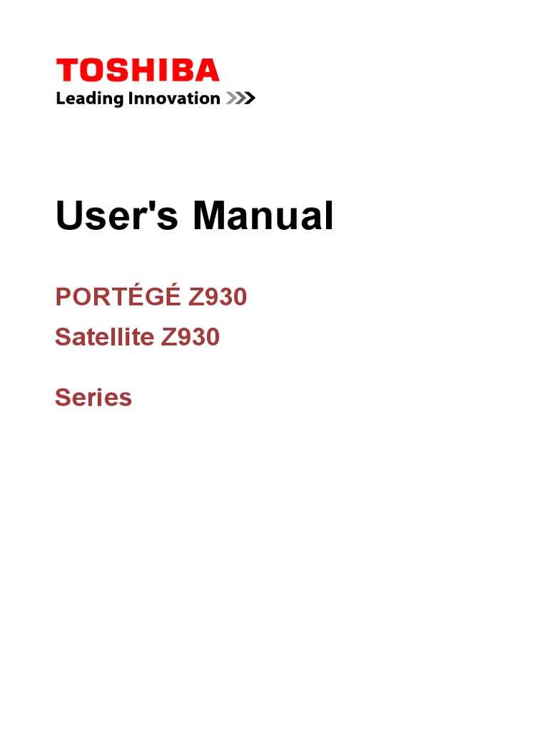 User's Manual: Portégé Z930 Satellite Z930 Series | PDF ...