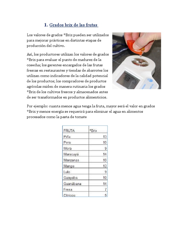 Grados Brix | PDF | Refresco | Alimentos