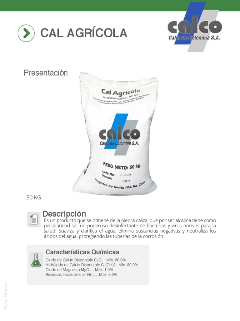 CAL Ficha Técnica PDF | PDF | Calcio | Magnesio