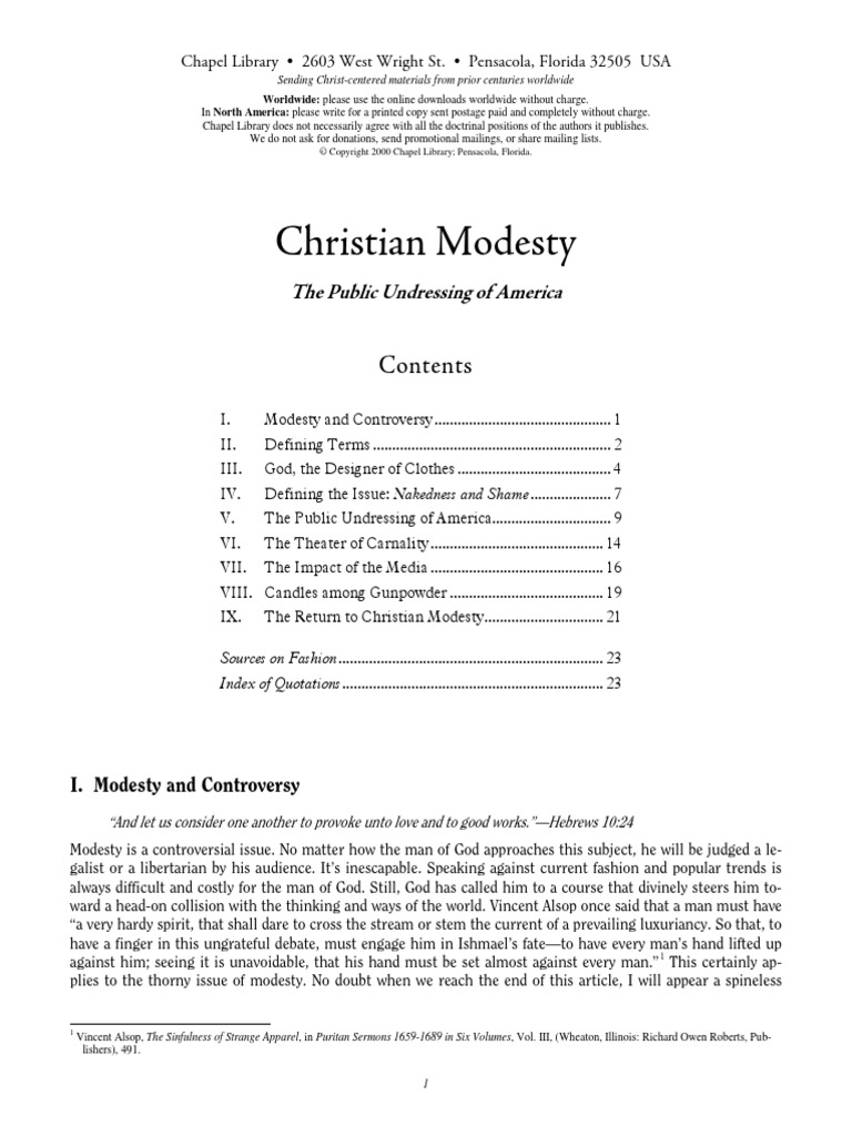 Christian Modesty | PDF | Modesty | Nudity