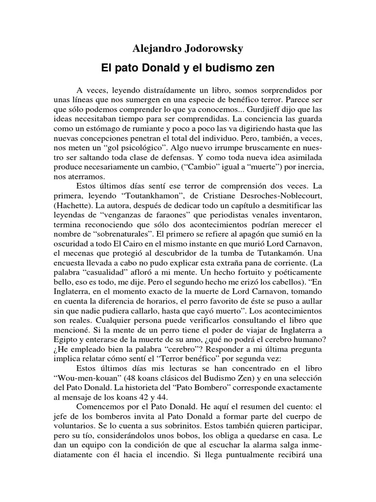 El Pato Donald y El Budismo Zen - Alejandro Jodorowsky | PDF | zen | Dormir