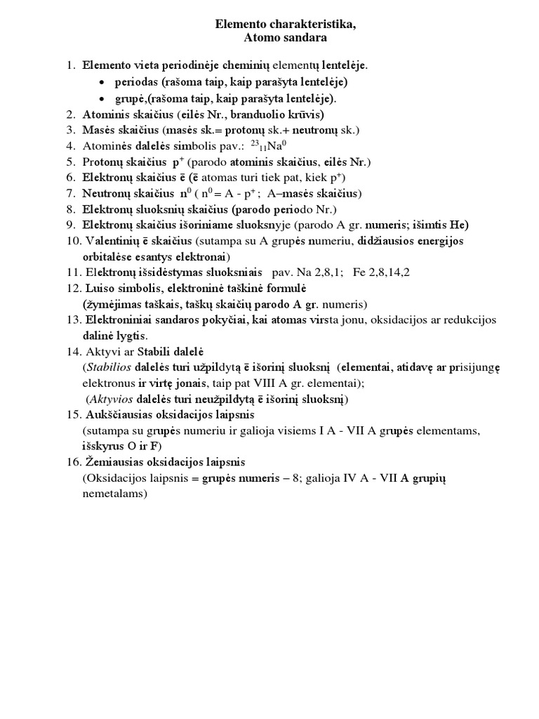 Elemento Charakteristika, Atomo Sandara | PDF