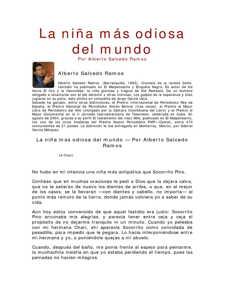 La Niña Más Odiosa Del Mundo Alberto Salcedo Ramos Pdf