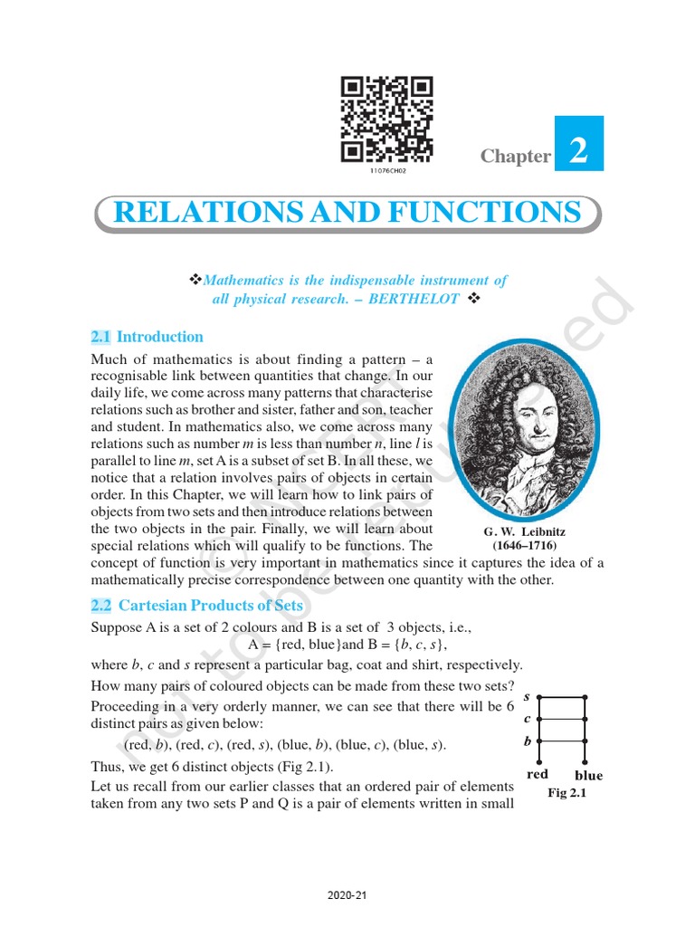 Class 11 Maths NCERT Textbook Chapter 2 Relations and Functions | PDF | Function (Mathematics ...