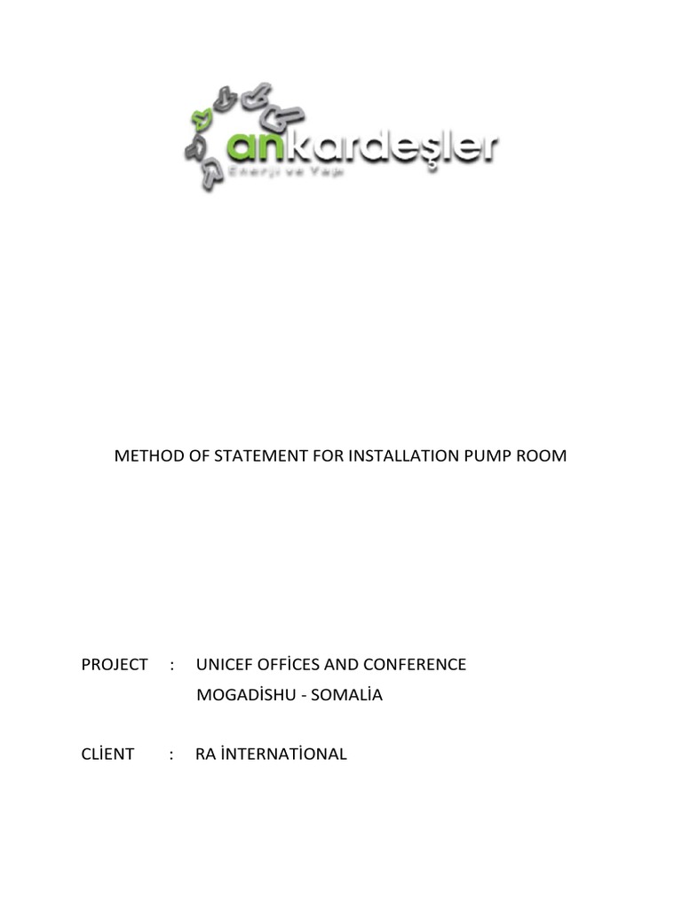 1.5 Method of Statement For Pump Room PDF | PDF | Pipe (Fluid Conveyance) | Pump