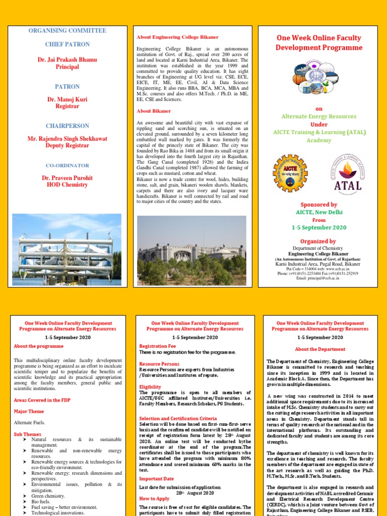ATAL FDP Brochure Cum Schedule AER 1-5 sEPT 2020 | PDF | Sustainability ...