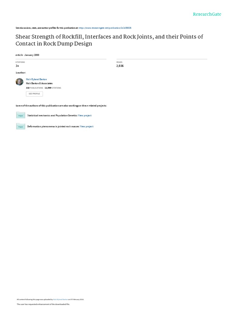 Shear Strength of Rockfill Interfaces and Rock Joi | PDF | Soil ...