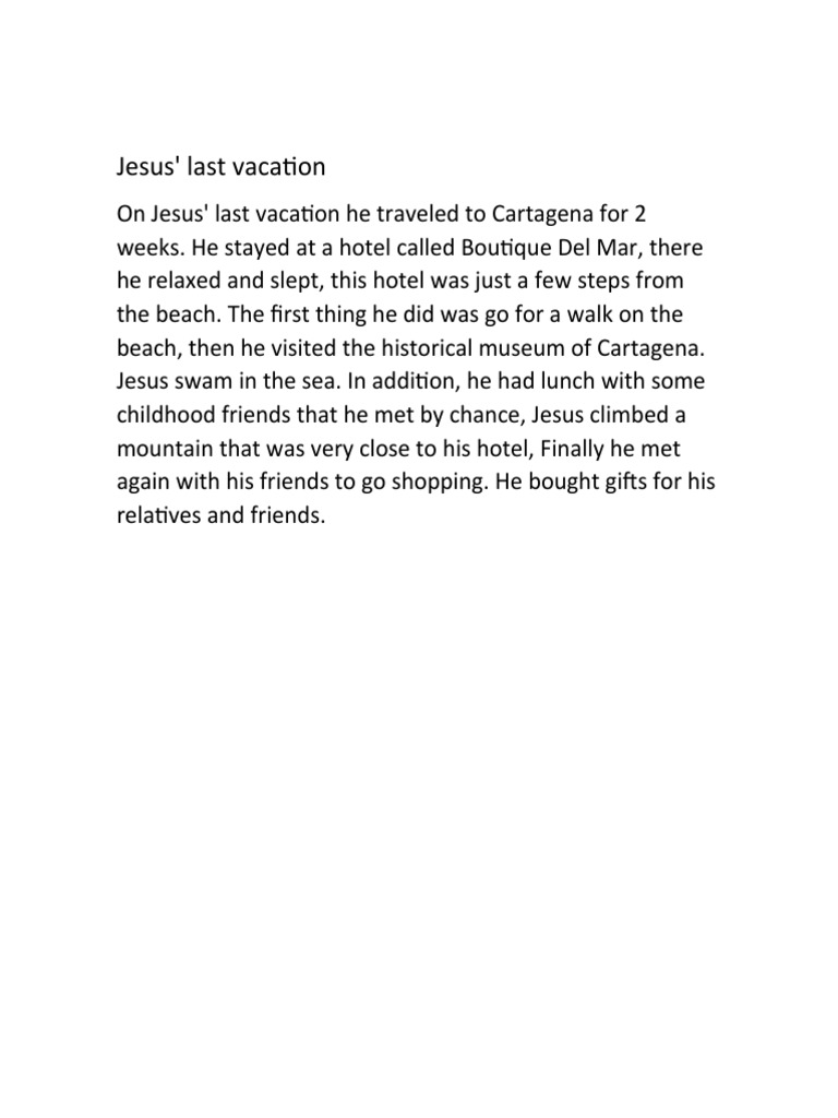 Jesus' Memorable Vacation in Cartagena | PDF