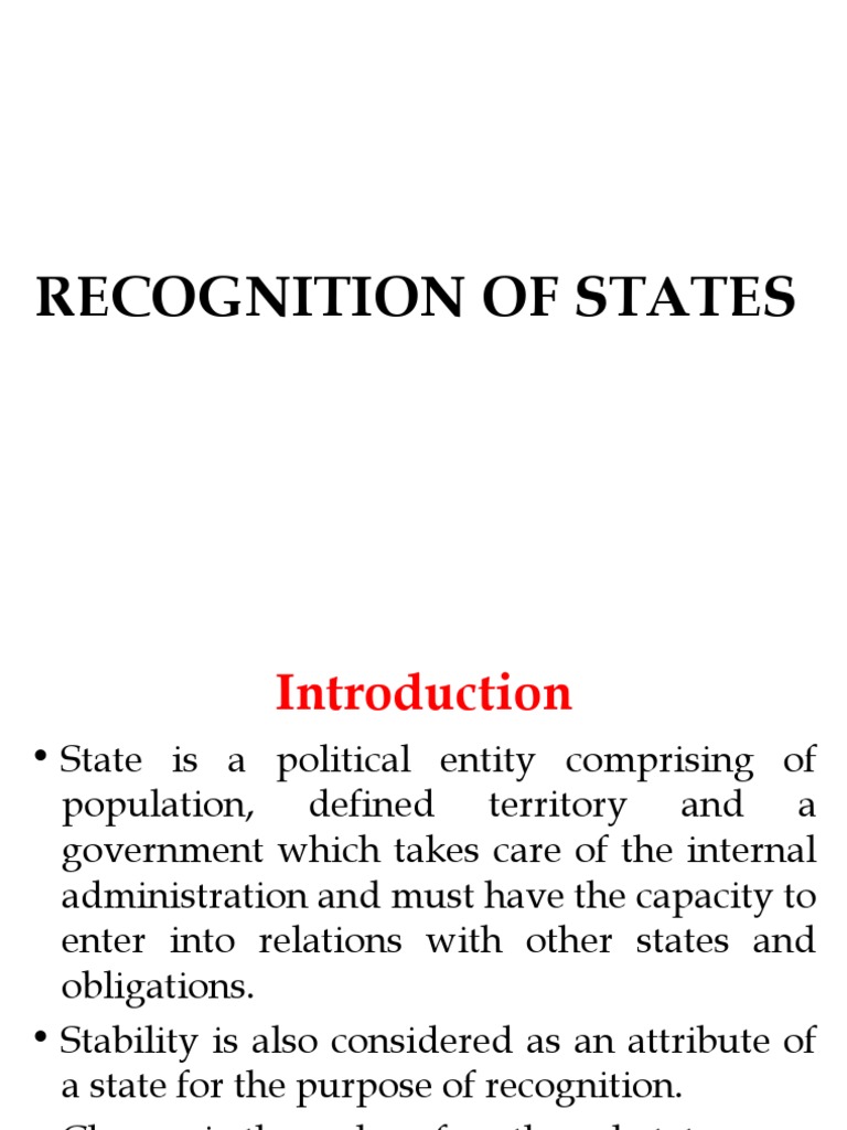 Recognition of States | PDF | De Facto | Sovereign State