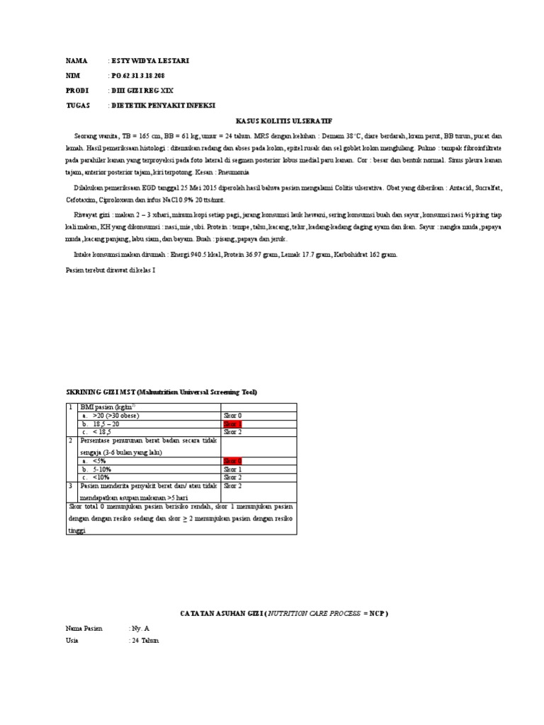 KASUS DIETETIK Kolitis ESTY WIDYA LESTARI | PDF