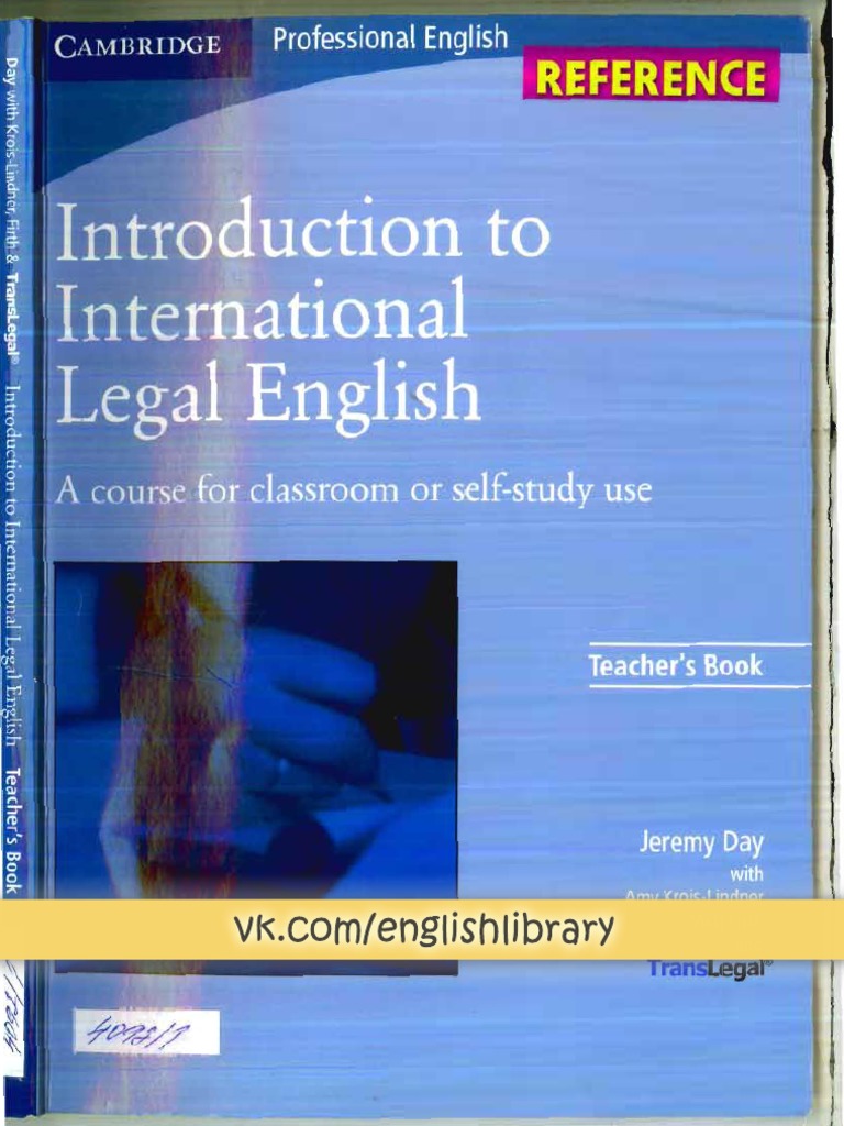 Introduction To International Legal English. A Course For Classroom or ...