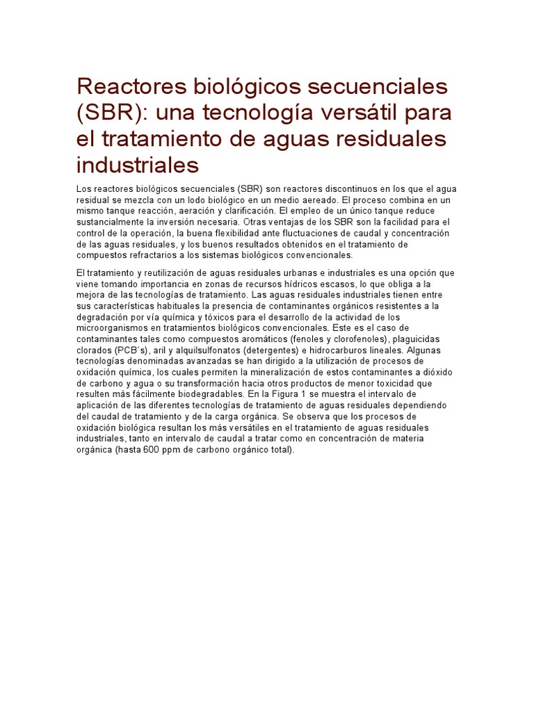Reactores Biológicos Secuenciales | PDF | Aguas residuales | Agua